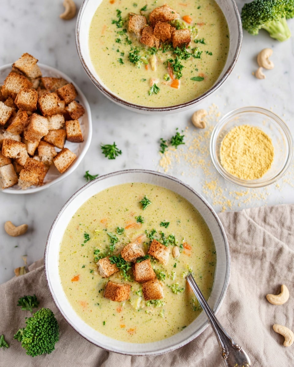 Vegan Broccoli Cheddar Soup Delicious Plant Based Comfort